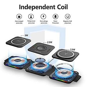 Wireless Charger 3 in 1,Magnetic Foldable 3 in 1 Charging Station,Fast Wireless Charging Dock,Compatible with iPhone 14/Pro/Max/Plus/13/12 Series,AirPods 3/2/Pro,iWatch(with Adapter)