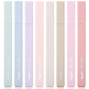 Mr. Pen- Aesthetic Highlighters, 8 Pcs, Chisel Tip, Muted Pastel Color, No Bleed Bible Highlighter Pastel, Highlighters Assorted Colors, Pastel Highlighter Set, Aesthetic School Supplies