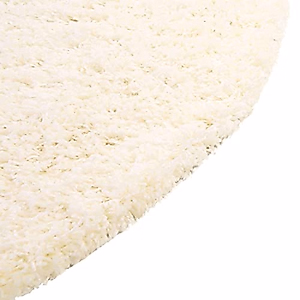 Rugs.com - Über Cozy Solid Shag Collection Rug – 4 Ft Round Snow White Shag Rug Perfect for Kitchens, Dining Rooms