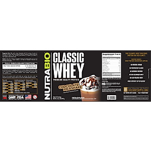 NutraBio Classic Whey Protein Powder- 25G of Protein Per Scoop - No Fillers, Artificial Colors, Preservatives - Chocolate Milkshake, 2 Pounds