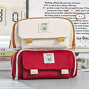 Zcargel Large Capacity Pen Case Big Capacity Pencil Pouch Pen Bag with 3 Compartment Portable Cute Zipper Stationery for Kids Teen Student Boys Girls Adults Organizer Pen Case