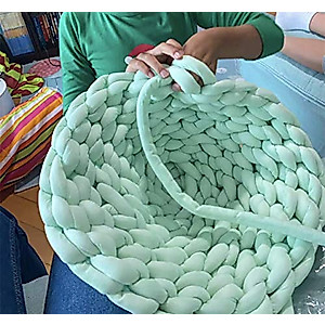 Chunky Yarn for Arm Knitting Blanket, 4.4lbs Black Big Roving 3cm Thick Velvet Bulky Chunky Braid Cotton Tube Yarn for Handmade DIY Throw Blanket Pet Bed,Machine Washable (70oz)