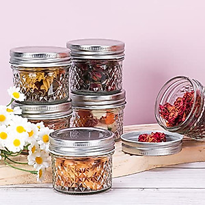 Waymind Set of 40 4oz Glass Jars With Silver Lids,Mason Jars,Glass Jars with lids,Ideal for Honey,Jam,Baby Foods,Wedding Favor