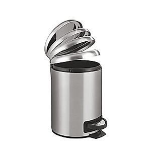 WENKO Basket, 0.79 Gal, Small Trash Can with Lid and Pedal, Garbage Bin for Bathroom with Removable Inner Bucket, Stainless Steel, Easy Close, 9.84 x 8.86 x 6.69, Silver