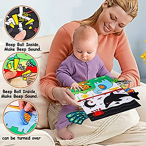 Baby Mirror Toys with Crinkle Cloth Book for Infants 0-3 Months Tummy Time Toys for Baby 3-6 Months High Contrast Newborn Sensory Toy for 0-6 7 9 Month Teething Toys for Babies 6-12 Month Shower Gifts