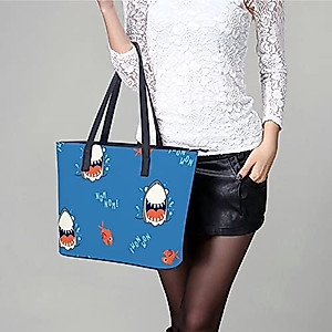 Womens Handbag Shark Fish Leather Tote Bag Top Handle Satchel Bags For Lady