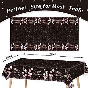 3 Pieces Black Rose Gold Birthday Tableclothes Rose Gold and Black Birthday Party Table Covers for Girls Women Plastic Pink Rose Gold Tablecloth for Birthday Party Decorations Supplies 54X108inch