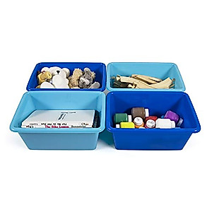 Humble Crew Small Plastic Storage Bins, Set of 4, Navy/Teal