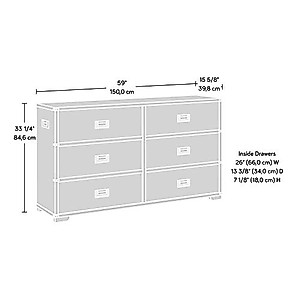 Sauder Vista Key Dresser, L: 59.06" x W: 15.67" x H: 33.31", Blaze Acacia Finish