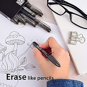 ParKoo Retractable Erasable Gel Pens Clicker, Fine Point, Make Mistake Disappear, Black Ink for Note Taking and Crossword Puzzles, 6-Pack