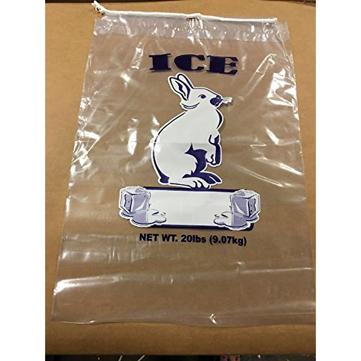 20 lb. Heavy Plastic Ice Bags with Drawstrings Case:500