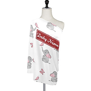 Personalized Baby Car Seat Cover Custom Name Nursing Cover Elephant Butterfly Breastfeeding Scarf Newborn Essentials for Baby
