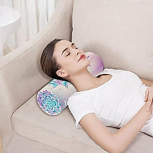xigua Abstract Flowers Neck Roll Pillow for Neck Relief with Removable Washable Cover - Memory Foam Round Cylinder Bolster, Ergonomically Designed for Head, Neck, Back, and Legs