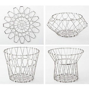 Storage Basket Multivariate Fruit Basket Bowl Countertop Deformable Stainless Steel Fruit Storage Basket Wire Bowl Multipurpose for kitchen Living room bathroom room Dining Room Bedroom or Coffee Shop