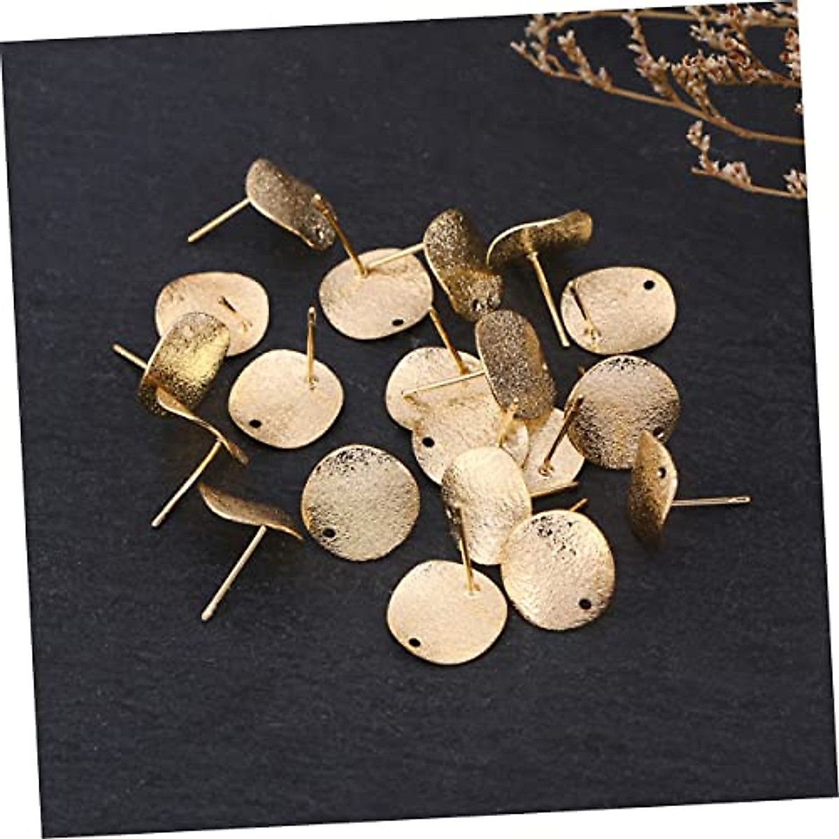 EXCEART 3sets Elegant Alloy Flat Earrings with Holes for Women Small Ear Jewelry Decor in Golden Tone 20pc*3