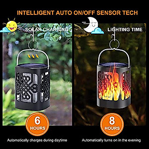 Upgraded Solar Lanterns Outdoor Hanging, YoungPower Dancing Flame Outdoor Torch Lights Solar Powered Umbrella Night Lights Dusk to Dawn Auto On/Off Landscape Lighting for Garden Camping Party, 4 Pack