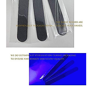 Pasasfashion Two Way Emery Nail File Board 180/240 Grit for Gel Nail/Acrylic Nail/Nail Polish (No Letter Matte Black 10 pics in)