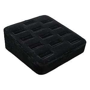 Novel Box 12 Slot Black Velvet Ring/Cufflink Tray Stand Holder Jewelry Display 5.75X5x2" + NB Cleaning Cloth