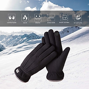 Muryobao Womens Winter Gloves Touchscreen Warm Thermal Soft Lining Elastic Cuff Cold Weather Windproof Gloves Black