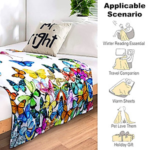 Butterfly Blanket Beautiful Butterfly Throw Blanket Ultra Soft Blankets Lightweight Cozy for Bed Couch Sofa 50"x40"