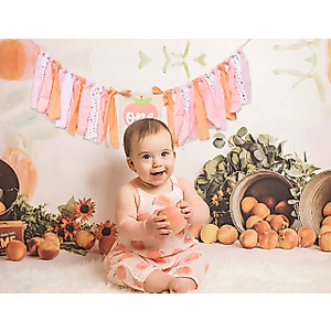 Sweet Peach Highchair Banner for 1st Birthday - Sweet Peach 1st Birthday Banner for Photo Booth Props and Backdrop Cake Smash,Best Sweet Peach Birthday Party Supplies (Sweet Peach One Birthday Banner)