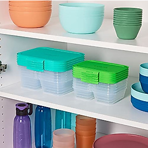 Sistema Nest It Meal Prep Food Storage Containers with Lids, 3 Compartments, 5-Pack, Teal