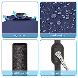 Bonosuki Rectangle Patio Umbrella with Solar Lights, 10x6.5ft Rectangular Umbrella Outdoor Patio with Tilt and Crank for Garden, Deck, Backyard, Pool and Beach