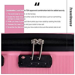 Tripcomp Luggage Sets Hardshell Travel Durable Suitcase Sets with Spinner Wheels TSA Lock, Carry-on,Luggage 3piece Set (20inch/24inch/28inch) (Pink)