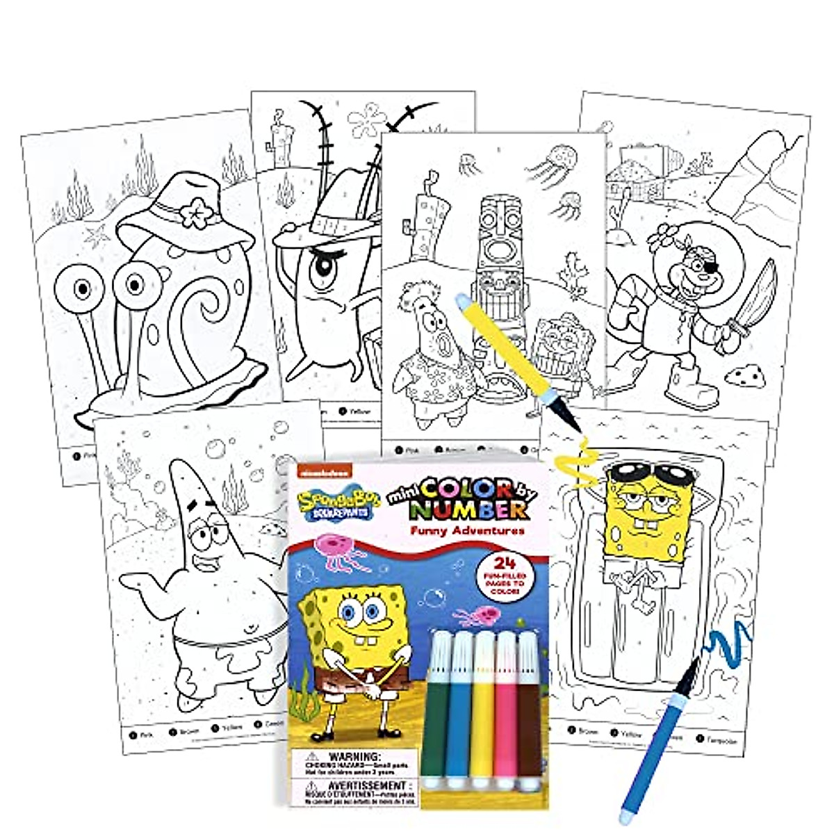 Spongebob Squarepants Stickers Activity Set- Bundle Includes Spongebob Coloring Book, Spongebob Stickers, and Door Hanger Craft, with Thank You Card to Color and Mail