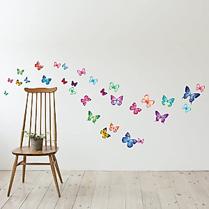 DECOWALL BS-1302 30 Vibrant Butterflies Kids Wall Stickers Wall Decals Peel and Stick Removable Wall Stickers for Kids Nursery Bedroom Living Room d?cor