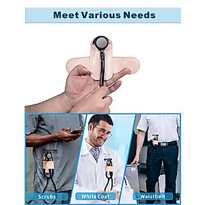 CaseLeather Stethoscope Holder, Genuine Top-Grain Leather | Strong & Durable | Magnetic Closure - Easy Access | for Doctors, Nurses, Adult (Pink)