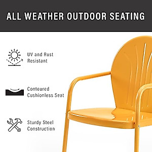 Crosley Furniture Griffith Outdoor Chair, Retro Metal Patio Chairs for Dining, Porch, Deck, Balcony, Tangerine