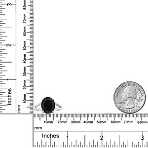 Gem Stone King 925 Sterling Silver Black Onyx Ring For Women | 4.00 Cttw | Gemstone December Birthstone | Oval 12X10MM | Available In Size 5,6,7,8,9