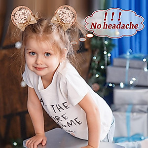 Akkya Ears Headband Hair Clips Accessories for Women Girl Kid Adult Birthday Party Princess Park Costume Mini Bow Present Glod
