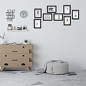 Giftgarden 4x6 Picture Frame Set of 8, Matted to Display 4 x 6 Photo with Mat or 5x7 without Mat for Wall or Tabletop Display, Black