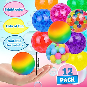 DULEFUN Stress Balls 12pcs Squishy Balls for Adults Stress Relief Squeeze Fidget Balls Set for Party Favors Gifts
