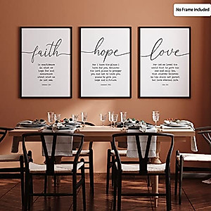 Faith Hope and Love Bible Verses 3 Piece Canvas Wall Art Decor Serenity Prayer Wall Art or Living Room Large Size Christian Art Religious Quotes Wall Decor Unframed Love Wall Art Prints 16x24inchx3