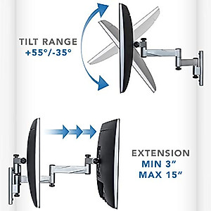 Mount-It! RV TV Mount, Lockable Full Motion TV Wall Mount Designed Specifically for RV or Mobile Home Use Single Arm Tilting and Swiveling 42 Inches Max, 33 Lb Capacity, VESA 200 Compatible