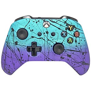 Hand Airbrushed Fade Custom Controller - Compatible with Xbox One (Matte Teal & Purple)
