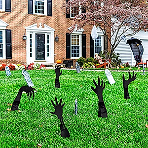 Halloween Yard Sign Stakes Decorative Ghost Hand Garden Stakes Outdoor Decorations Yard Art Decor Yard Yard Signs Halloween Outdoor Statues Props Scary Holiday Home Patio Party Supplies (A04)