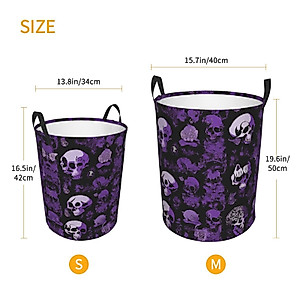 Mlmnbvc Laundry Baskets with Handles Waterproof Large Storage Basket, Collapsible Laundry Hampers, Laundry Room Organization & Apartment Essentials - Purple Black Goth Spooky, Medium