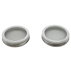 5 Pack 316 Stainless Steel One-Piece Mesh Strainer Lids for 3.38 Inch Wide Mouth Mason Jar,Sprouting Lids, NO RUST,Bean Sprout Sieve Lids,NO JAR QurHapzy