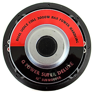 Q Power 12 Inch 3000 Watt Super Deluxe Subwoofer DVC Car Audio Sub | QP12-Super