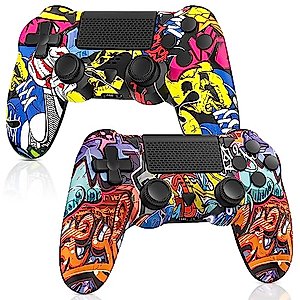 Gamrombo 【Upgraded 2 Pack Wireless Controller Replacement for PS4, Compatible with Playstation 4/Pro/Slim/PC Windows, Built-in 1000mAh Battery with Dual Vibration/6-Axis Motion Sensor/Audio Jack