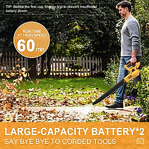 SCHTUMPA 150MPH Cordless Leaf Blower, 3.4LBS Mini Leaf Blower, Electric Leaf Blower with 2 X 3.0Ah Battery & Charger for Cleaning Lawn, Yard, Garage, Patio & Sidewalk