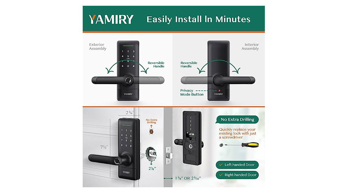 Smart Door Lock - Keyless Biometric & App Control | Yamiry
