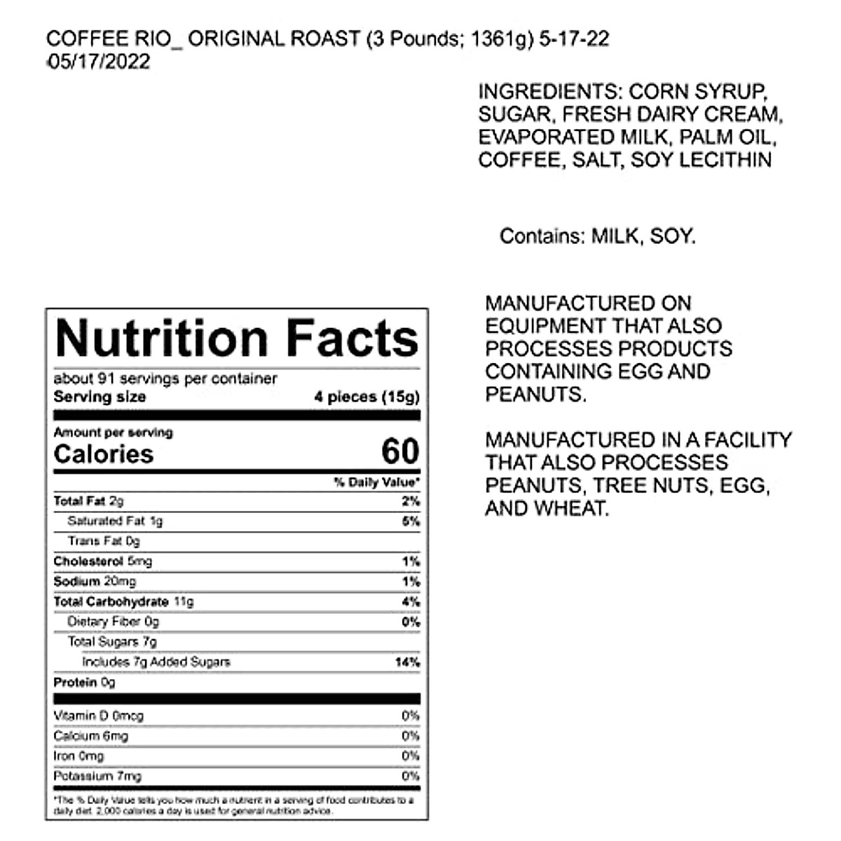 Coffee Rio Bulk Candy, 3 Pound Bag Individually Wrapped Coffee Candy, Kosher Candy (Coffee Caramels)