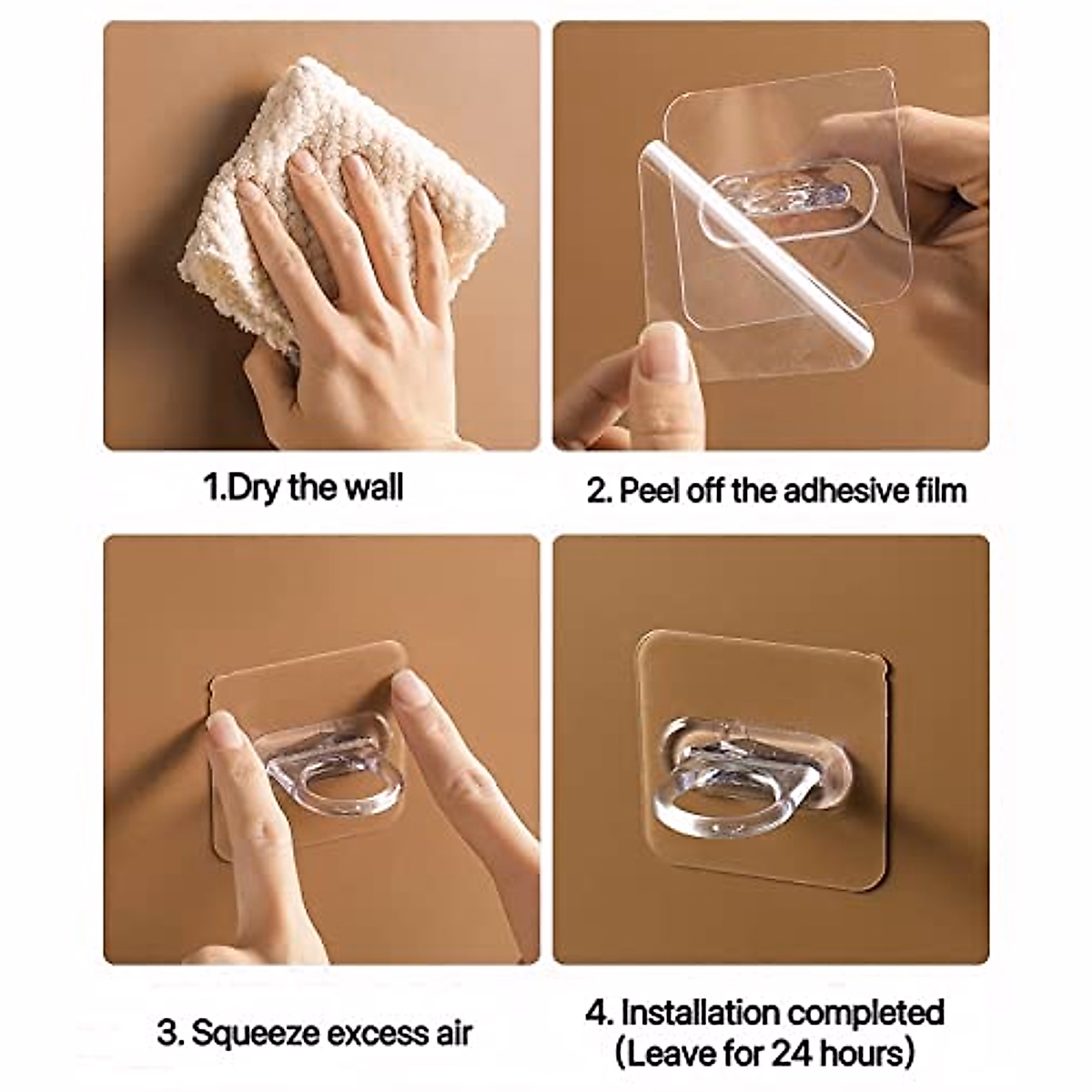 LADYMOON Adhesive Spray Bottle Holder,Set of 10,Wall Hooks Without Nails,Bathroom and Kitchen Adhesive Hooks for Hanging,Curtain Rod Holder,Storage of Small Objects, Etc…