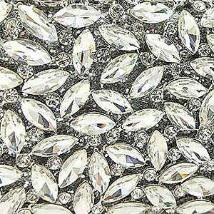 Boutique De FGG Women Silver Crystal Clutch Bag Minaudiere Box Handbag Party Prom Rhinestone Clutch Purse Wedding Bag, Small