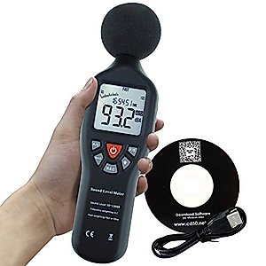 Decibel Meter Digital Sound Level Meter with Data Record Function 30-130dB Range High Accuracy db Meter with LCD Backlight Time Display